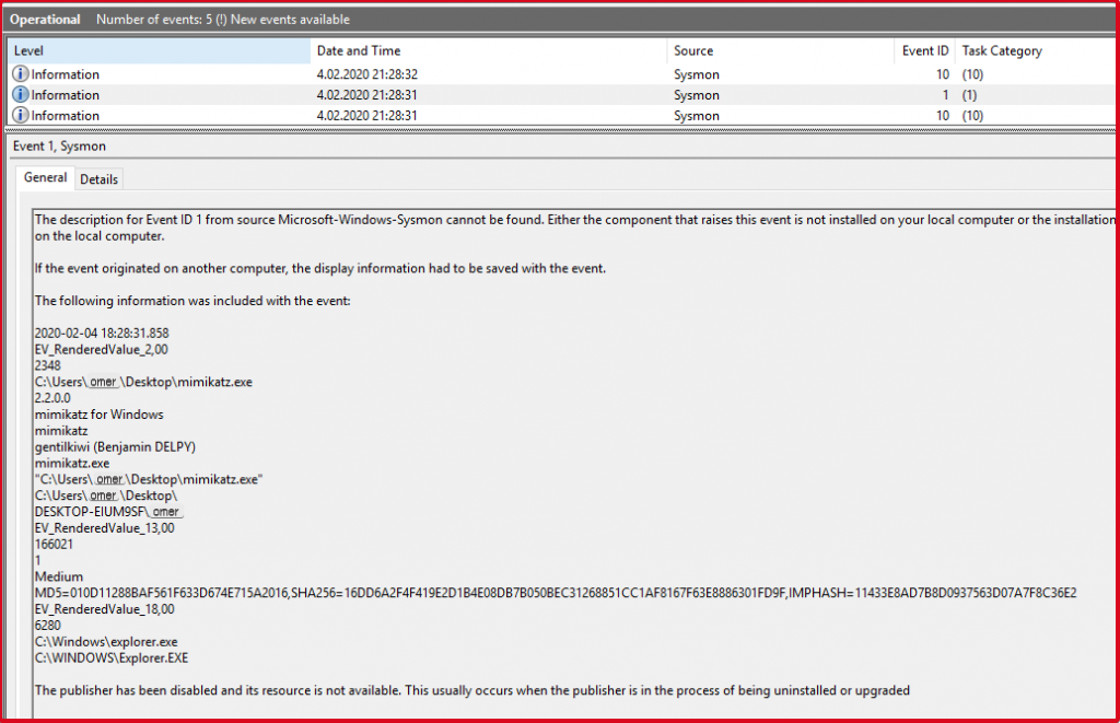 Detecting Mimikatz with the Sysmon Tool – SYSTEMCONF